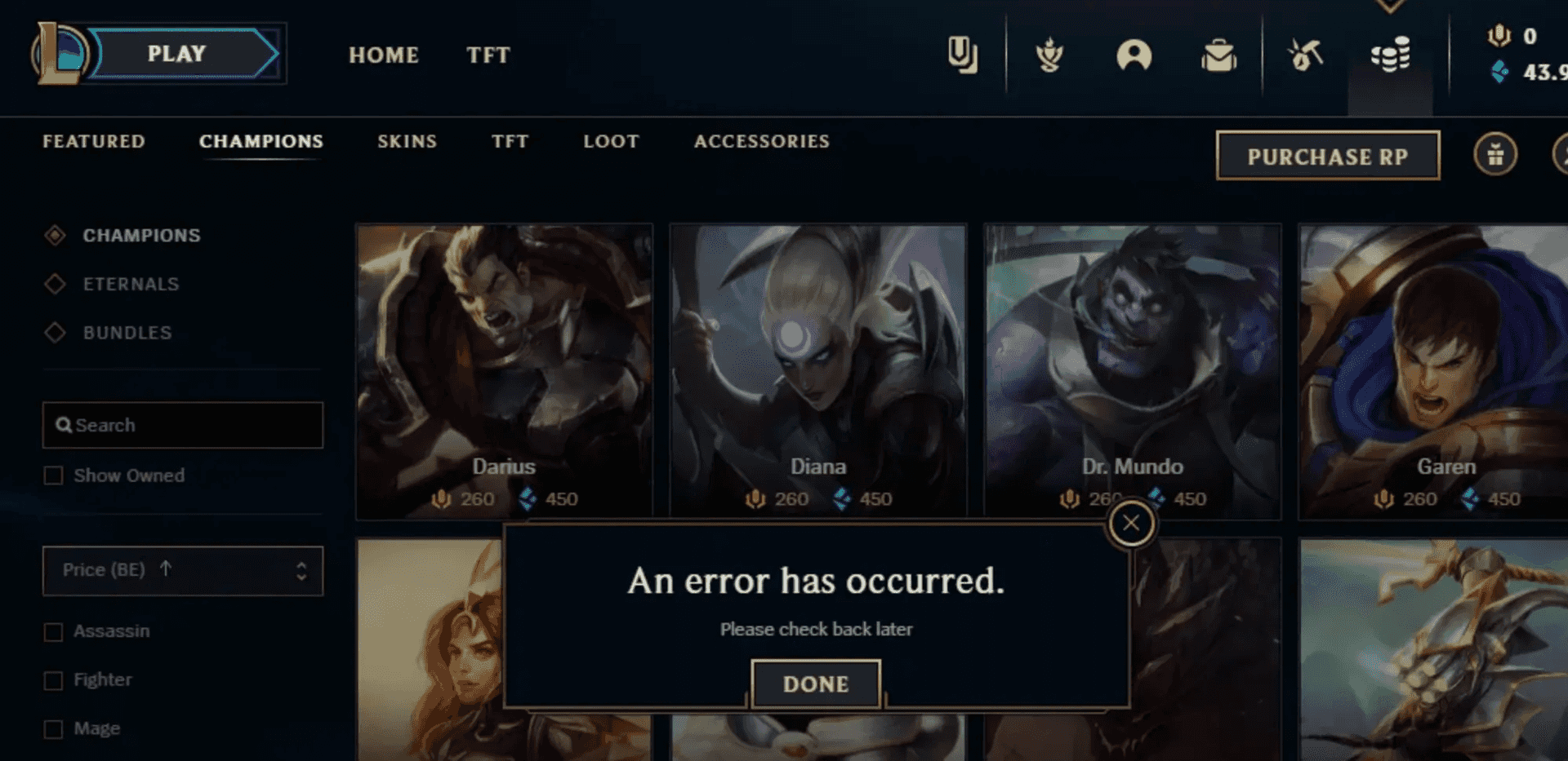 How to Fix "An Error has Occurred" in Shop bug for League of Legends