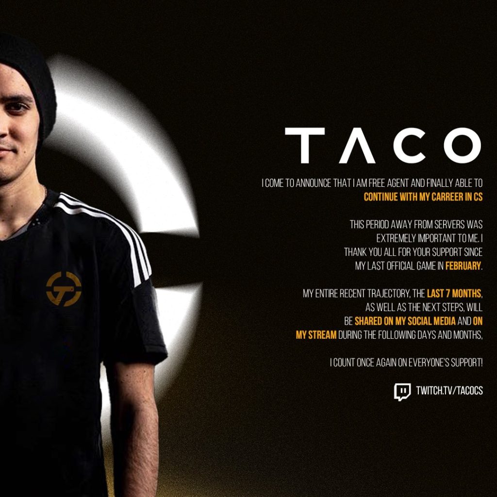 TACO Makes a Return to Counter-Strike as a Free Agent